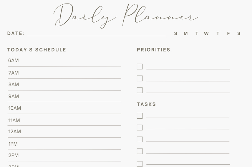 Daily Planner – Free Printable – Amy June