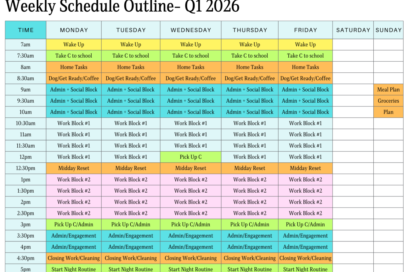 Weekly Schedule Outline 2026 – FREE PRINTABLE – Amy June